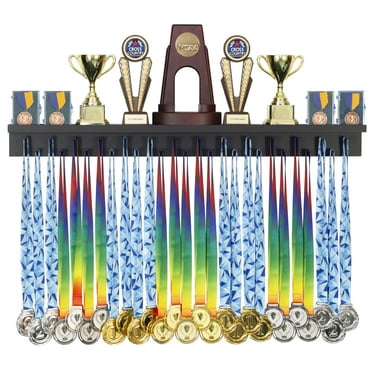 Medal Awards Rack Trophy Shelf and Award Display Rack (36" White) Medal ...