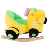 Rocking Train Toy- Kids Ride Plush Stuffed Ride on Wooden Rockers with ...