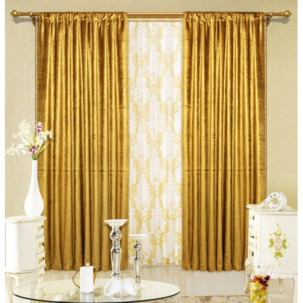 Gold Velvet Drape 55"X 84" Each Panel - Walmart.com