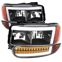 Dual Halo Projector Headlights with LED Sequential Turn Signal Bumper ...