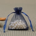 100 Pack 2.76"x3.54" Organza Bags Navy Blue, Drawstring Small Gift ...