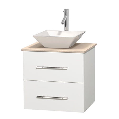Wyndham Collection Centra 24 inch Single Bathroom Vanity in Matte White ...