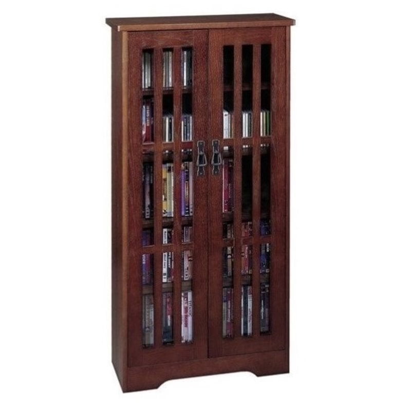 Pemberly Row 48" CD DVD Wall Media Storage Cabinet in Walnut - Walmart.com