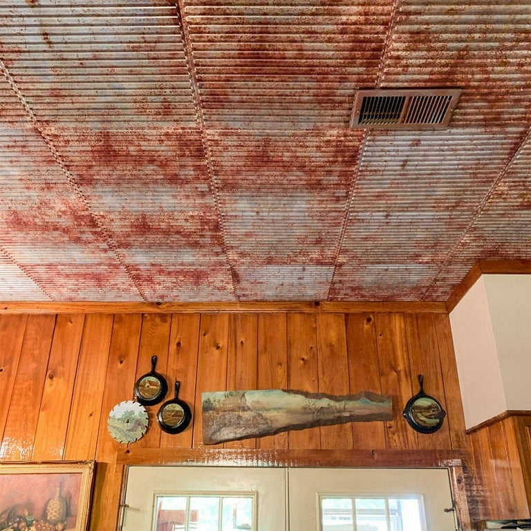 Rustic Metal Ceiling Tiles | Shelly Lighting