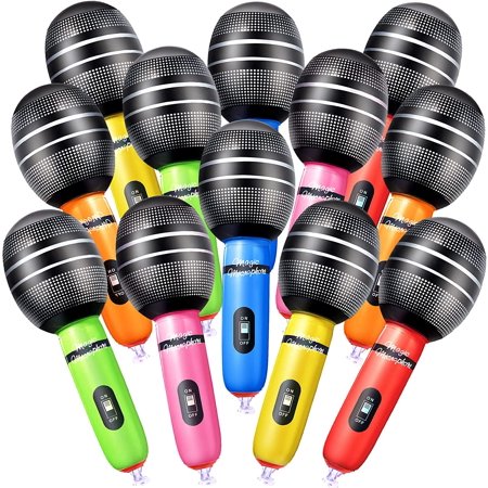 30 Pieces Inflatable Microphones Blow up Microphone Assorted Colors ...