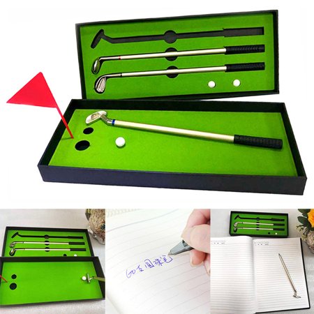 Golf Pen Set Mini Desktop Golf Ball Pen Gift Set with Flag Ballpoint ...