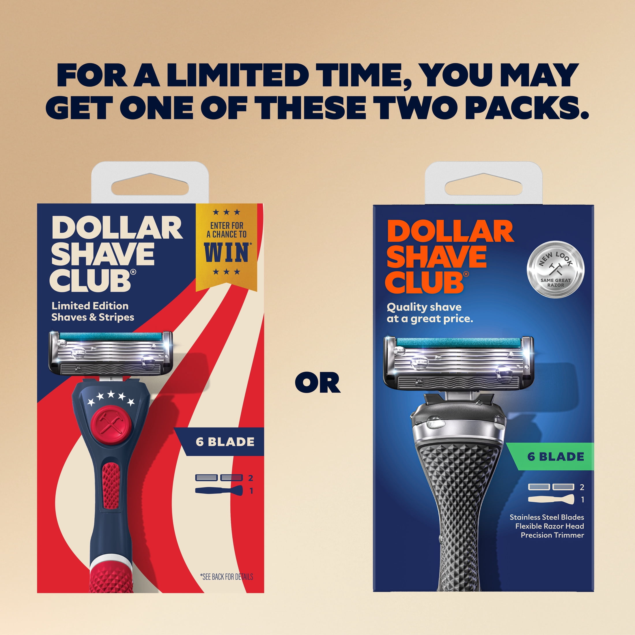 Dollar Shave Club Men's Razor 6-Blade Starter Set 1 handle, 2x 6-Blade ...