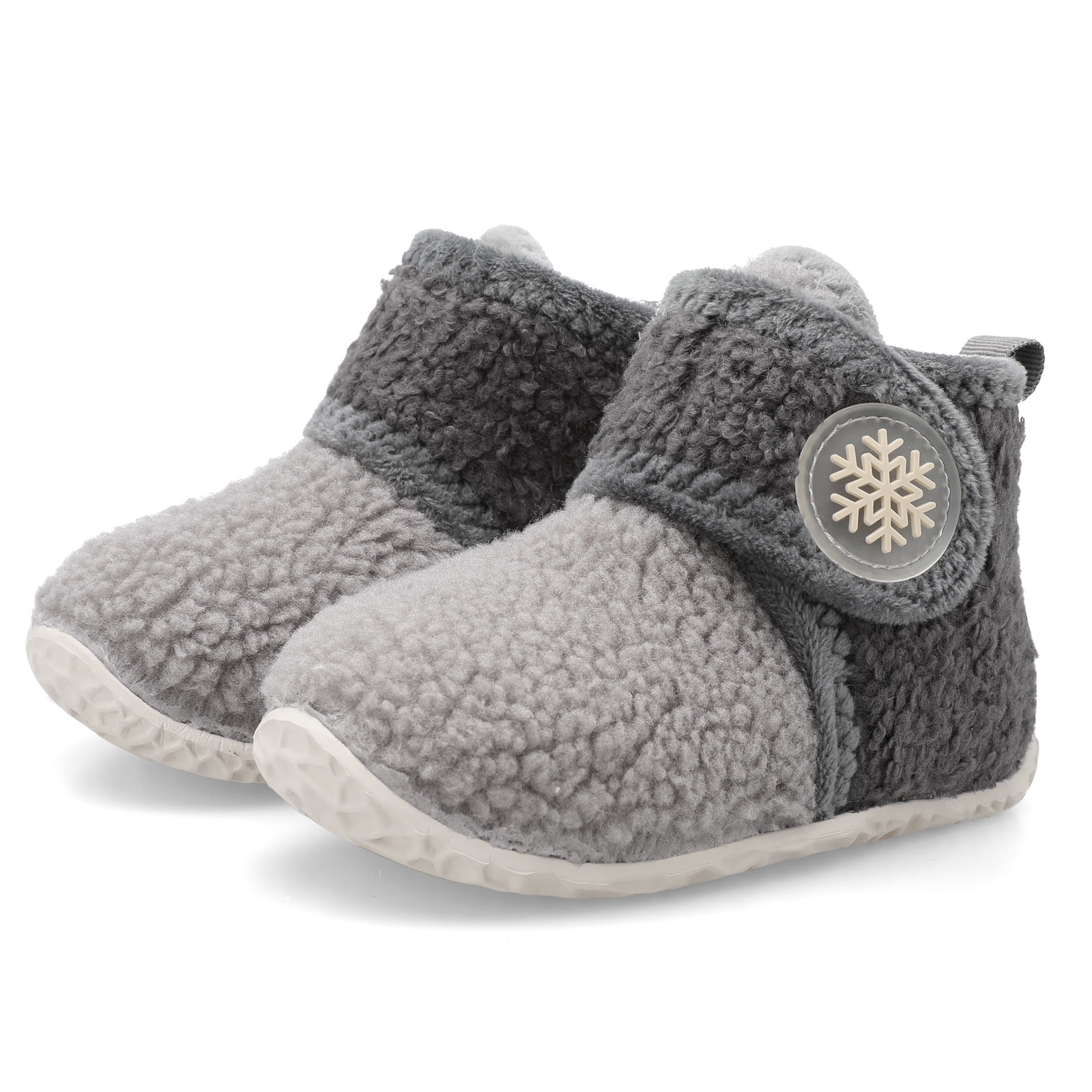 Barerun Fuzzy Slippers for Baby Girls Boys Toddler House Shoes Grey ...