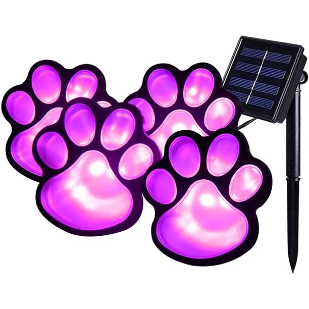 Solar Paw Print Lights Outdoor Dog Paw Lights (Set of 4),Cat Puppy ...
