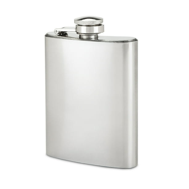 True Silver Flask - Stainless Steel Flask with Screw Top for Alcohol ...