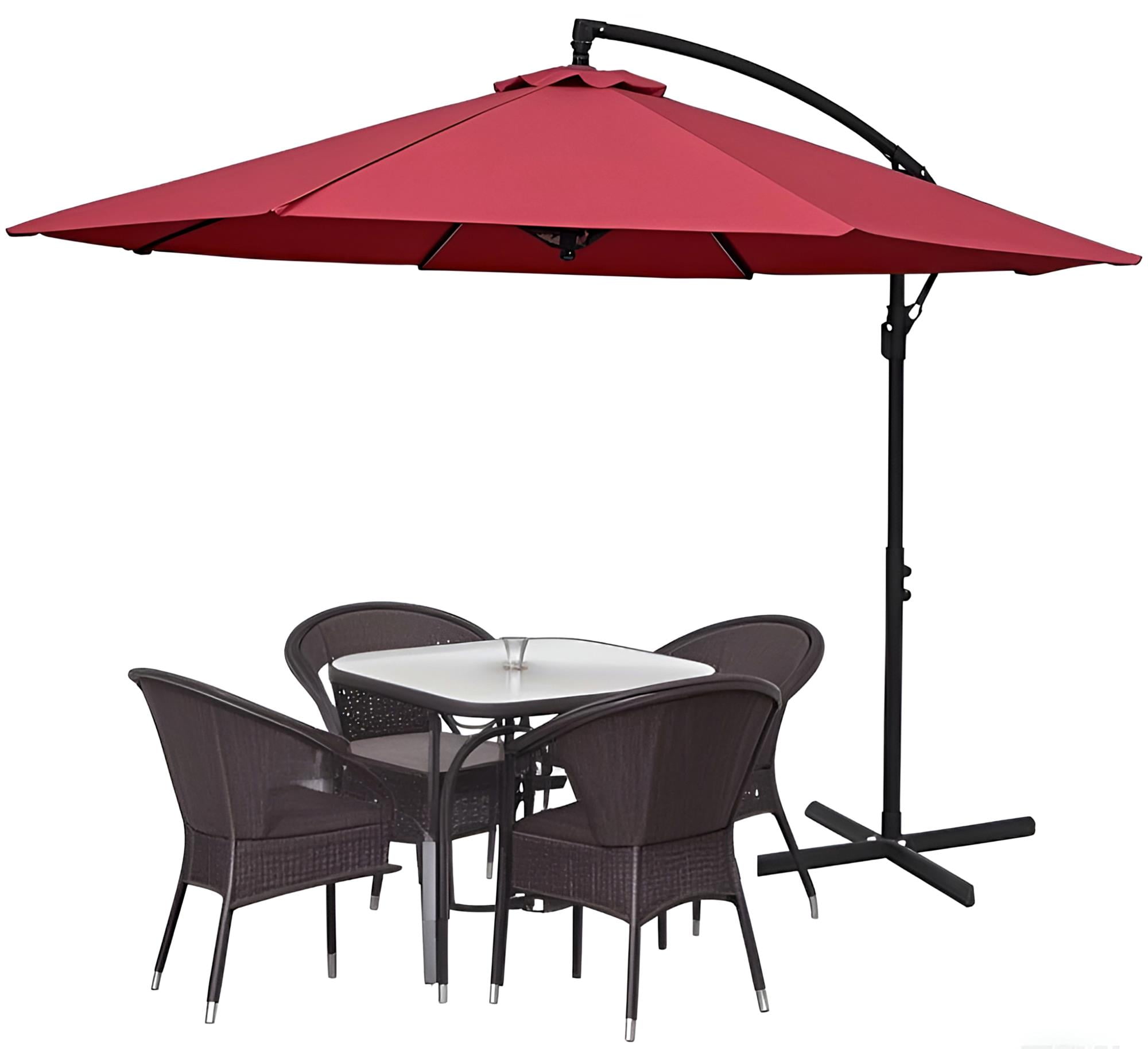 Parasol Déporté de 10 Pieds avec Base Croisée et Manivelle, 8 Nervures ...