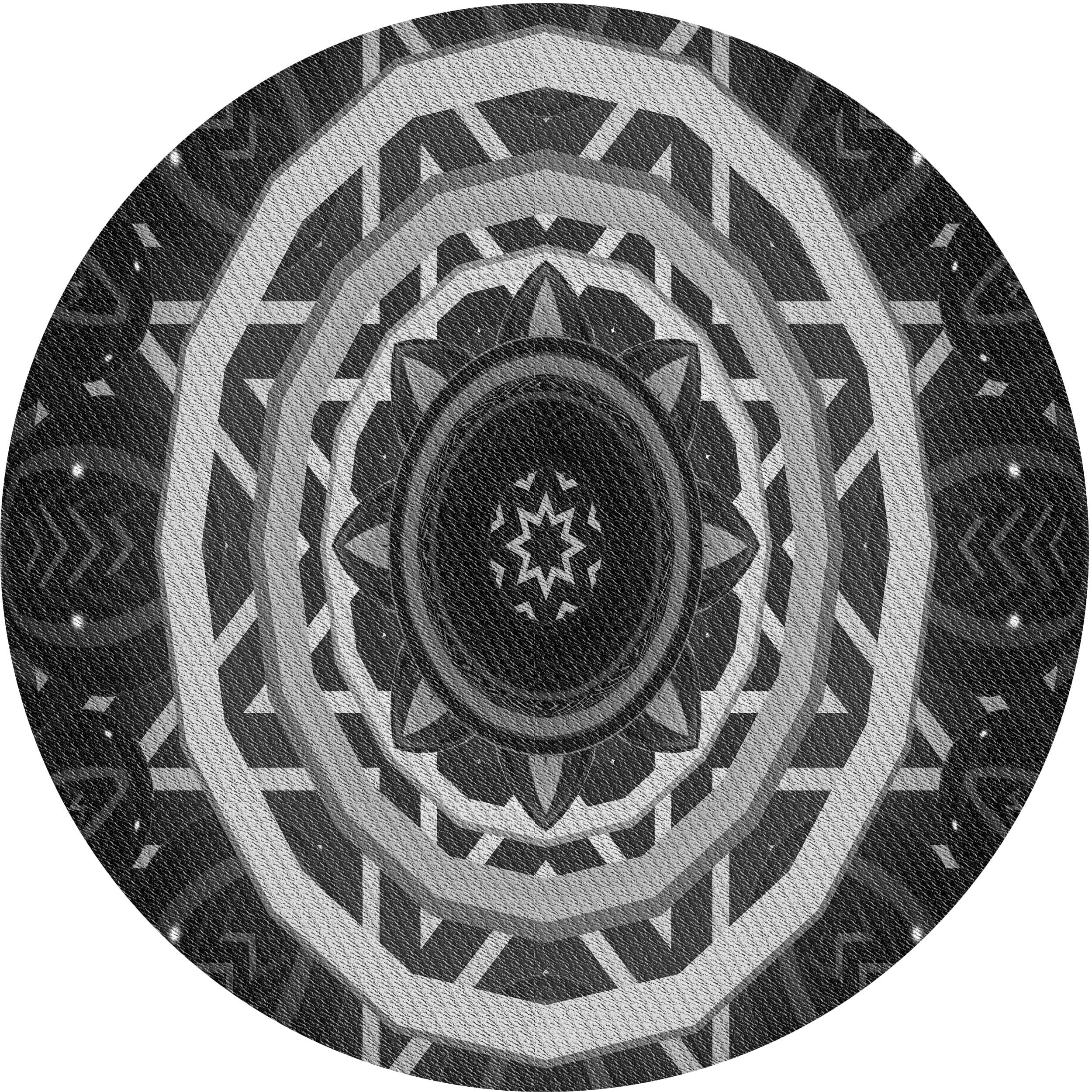 Ahgly Company Indoor Round Patterned Charcoal Black Area Rugs, 5' Round ...