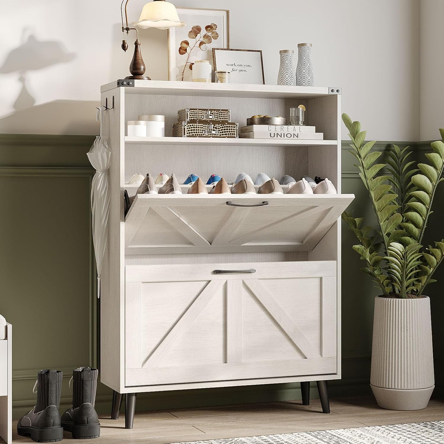 Click here for Vabches Shoe Cabinet With 2 Flip Drawers Entryway... prices
