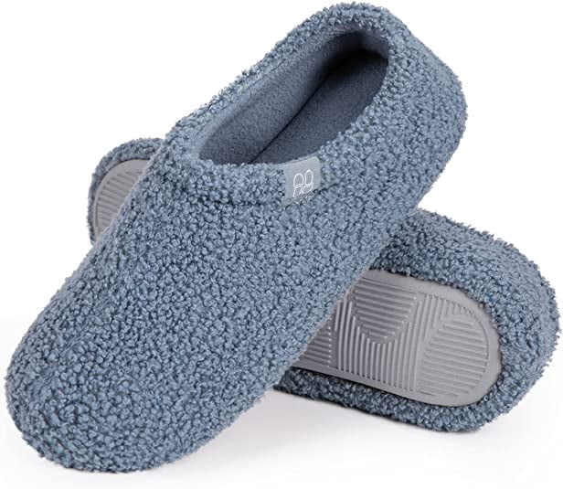 HomeTop Women's Fuzzy Curly Fur Memory Foam Loafer Slippers with Polar ...