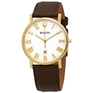 Bulova Men's Classic Brown Leather Strap Watch 98H51 - Walmart.com