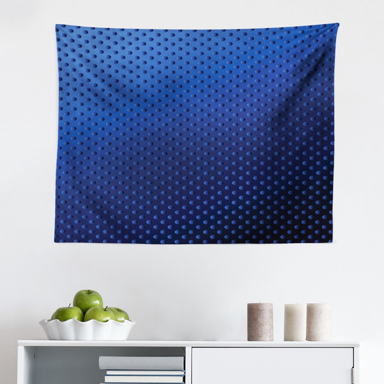 Dark Blue Tapestry, World Map on Modern Background Illustration, Fabric ...