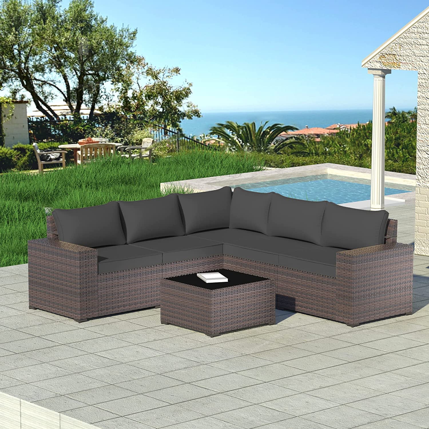 Kullavik 6 Pieces Patio Furniture Sets All Weather Outdoor Sectional ...