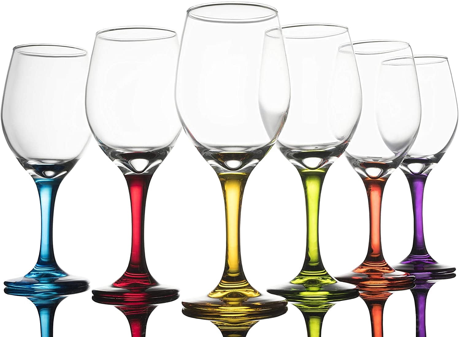 Juego de 6 copas de vino con tallo de colores: amarillo, naranja ...