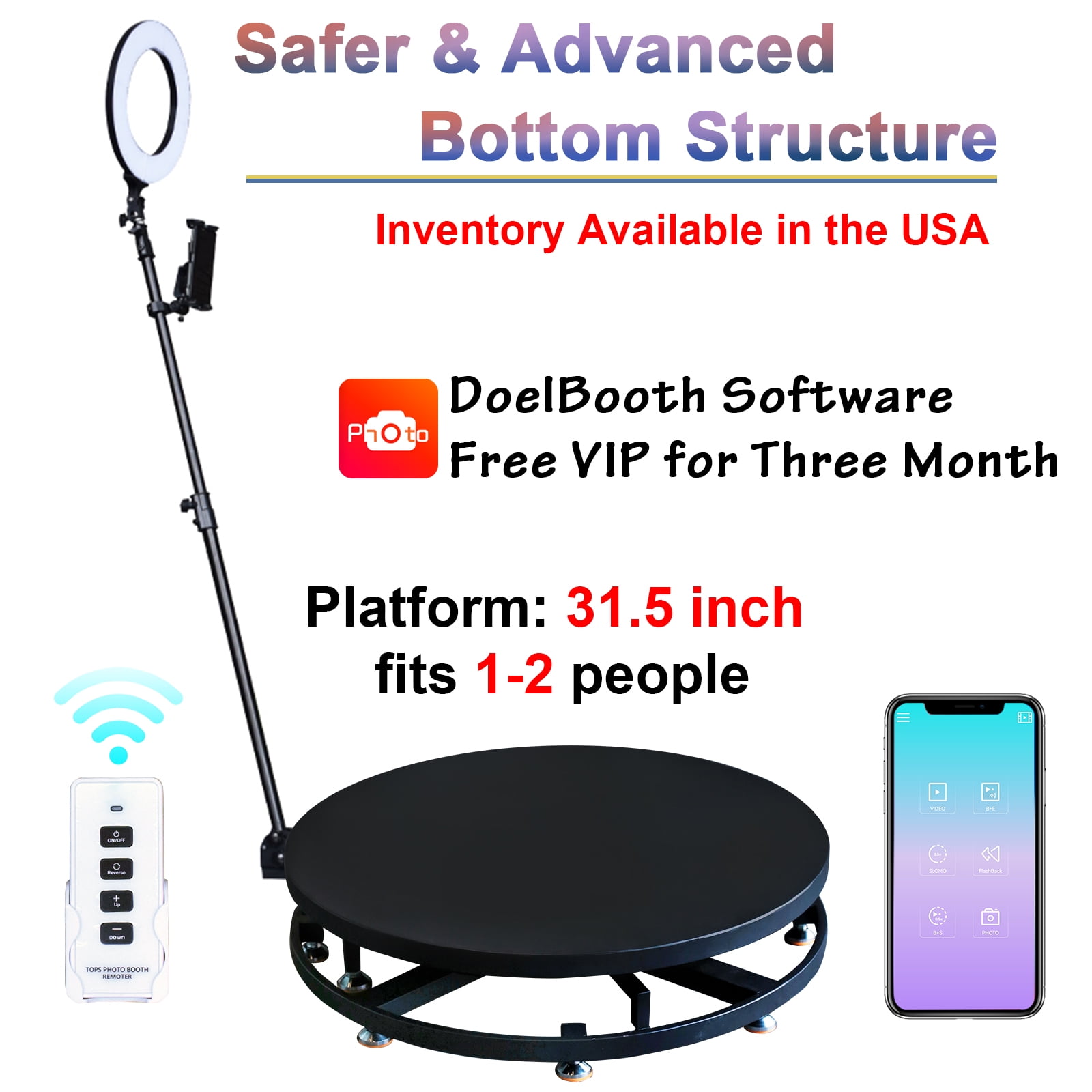 WISVANAI 360 Photo Booth Machine with Rotating Stand Nepal | Ubuy