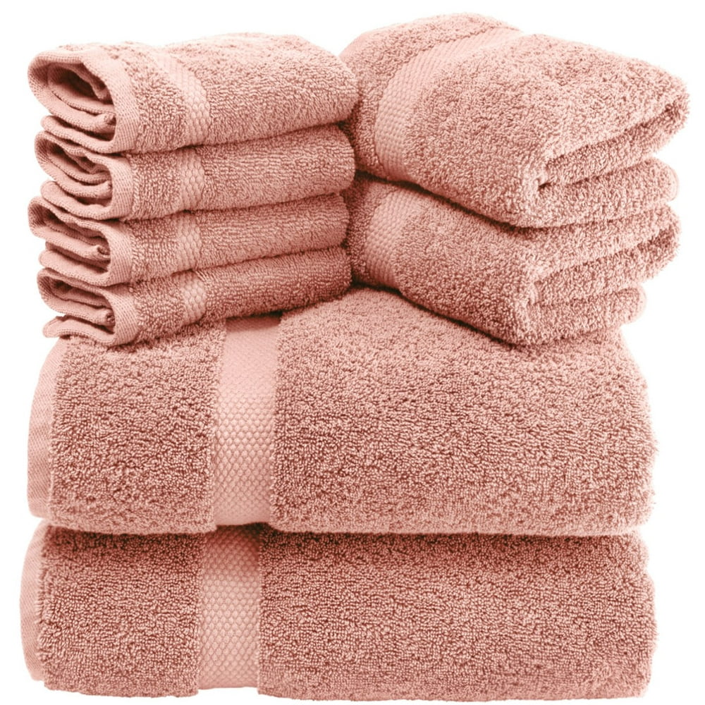 Luxury Pink Bath Towel Set Hotel Soft Cotton 2 Bath 2 Hand 4 Wash 8