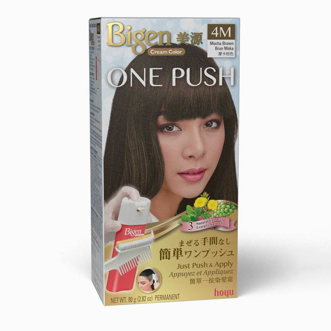 Hoyu Bigen Cream Color ONE PUSH Hair Dye Kit #4M Mocha Brown (2 Pack ...