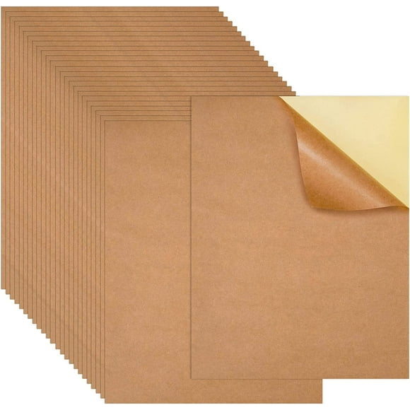 WWS-100 Sheets Kraft Sticker Paper Labels,Full Sheet Printable Sticker ...