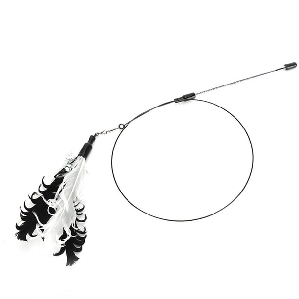 Cat Tease Stick,Black Steel Wire Roll Feather Cat Tease Stick Cat Toy ...