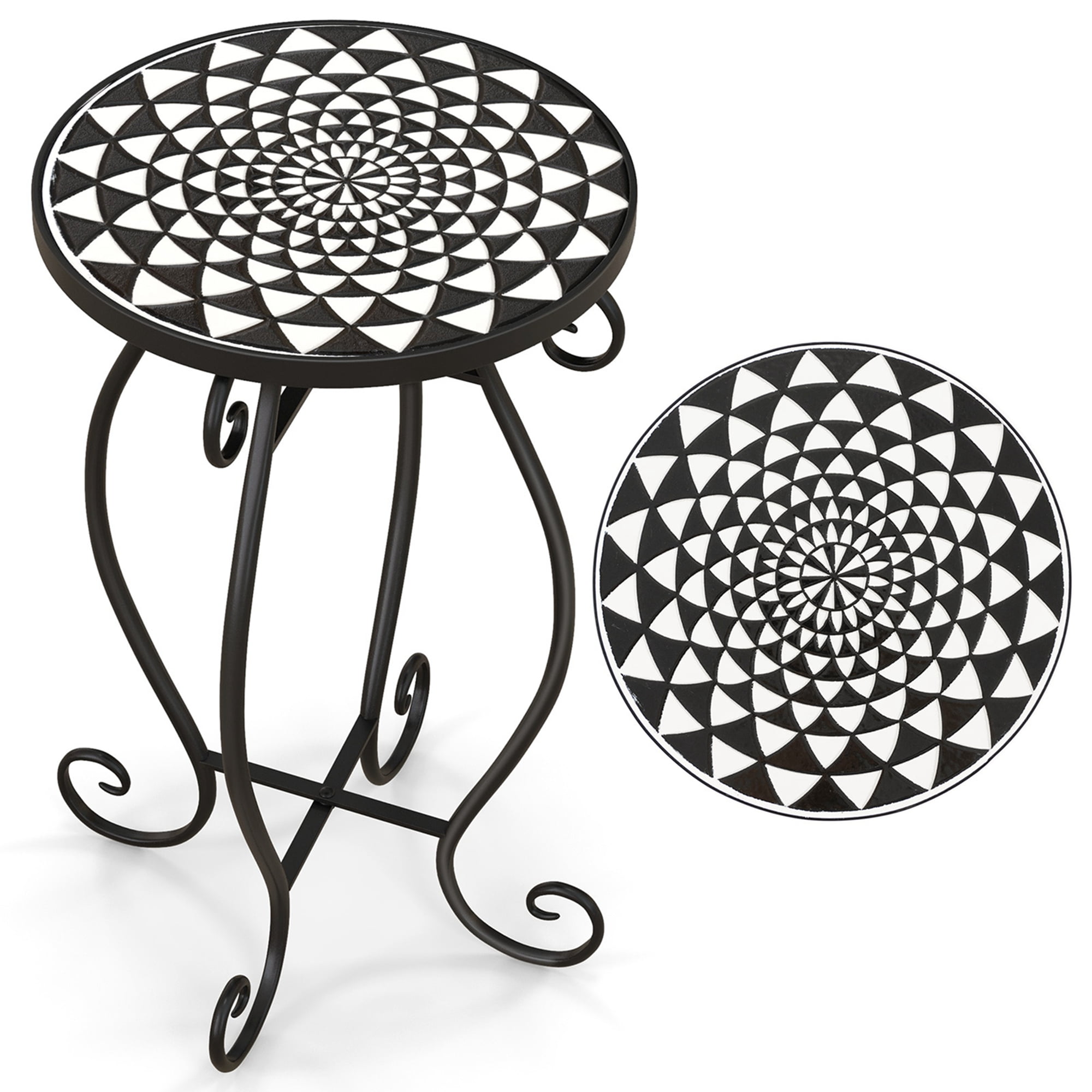 Click here for Costway Mosaic Outdoor Side Table  Round End Table... prices