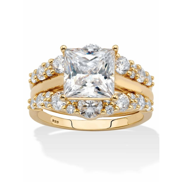 Princess Cut Cubic Zirconia 2 Piece Jacket Wedding Ring Set 3 52 Tcw In