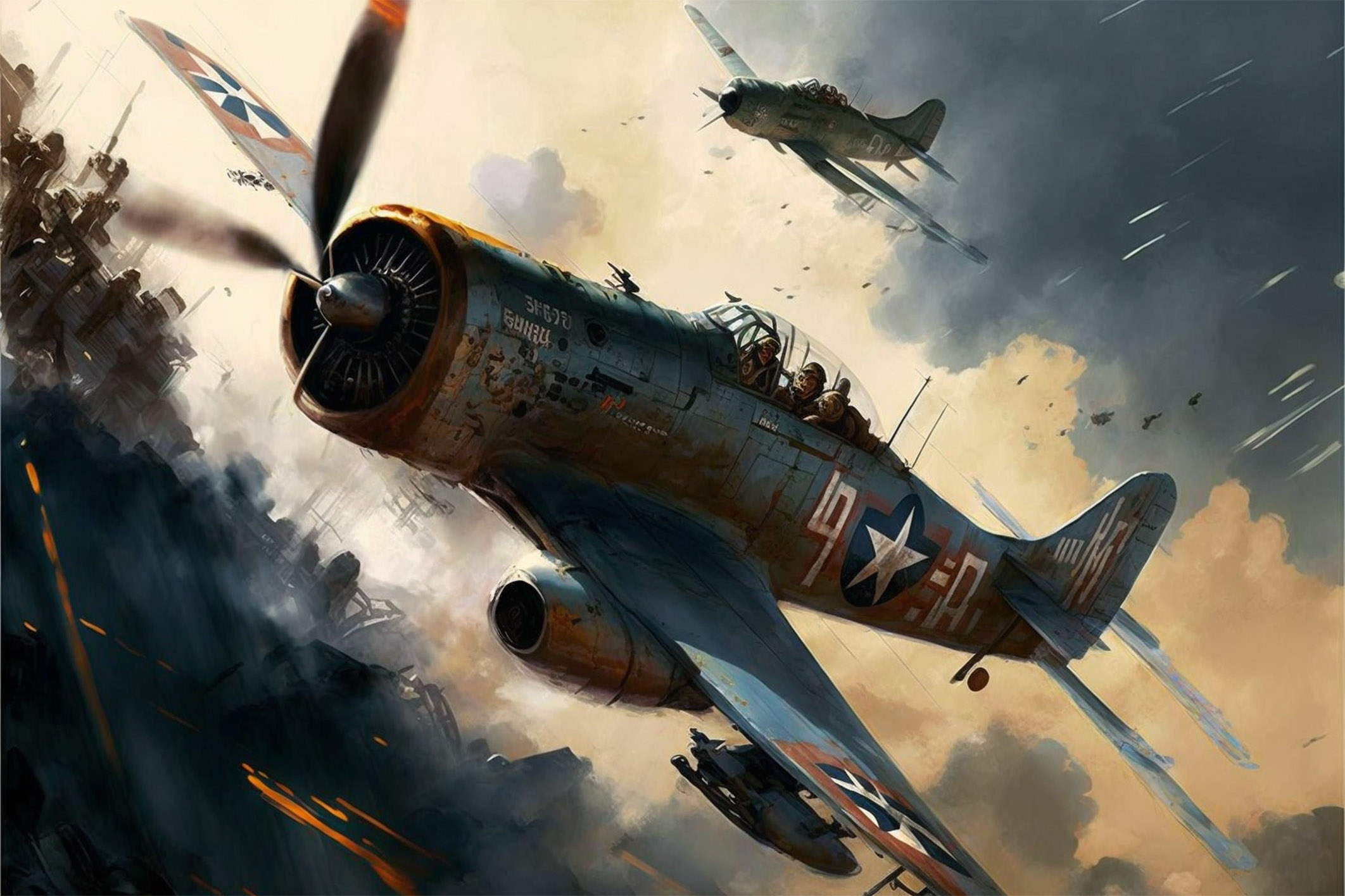 24x36 gallery poster, WWII Aerial Dogfight p1 - Walmart.com
