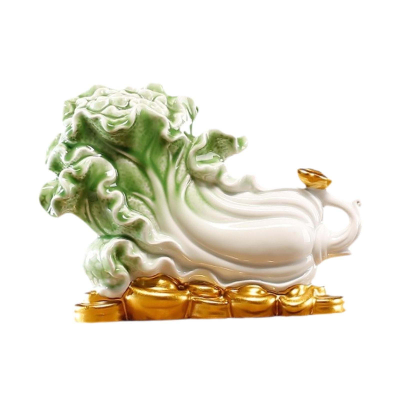 GROWTH TANK Cabbage Statue Ceramic Figurine Chinese for Office Indoor ...