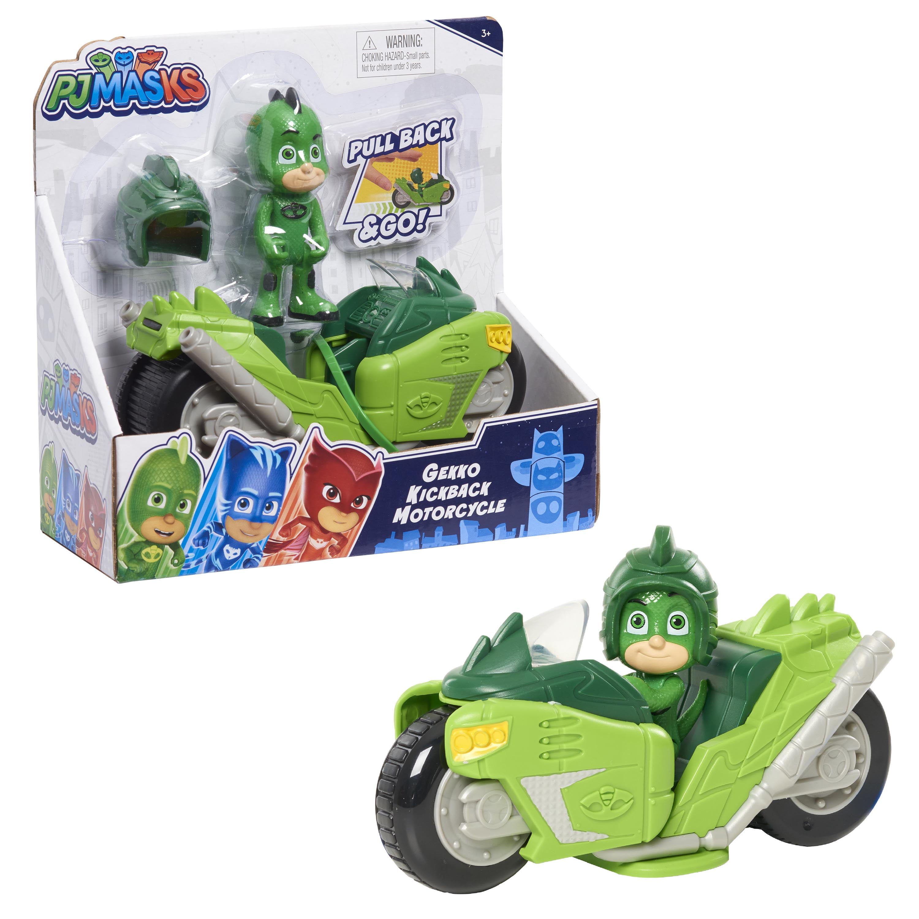 PJ Masks Kickback Motorcycles, Gekko and Vehicle, 2-Piece Figure Set ...