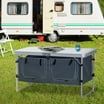 Ozark Trail Deluxe Camping Kitchen with Storage, Silver and Red, 31 ...
