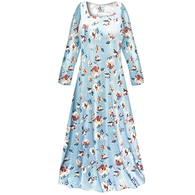 Plus size 6x Tall Womens Strechy Square Neckline with Long Sleeve Dress ...