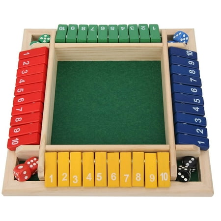 Shut The Box Dice Game,10 Numbers 4 Sided Flop Game Board Tabletop Pub ...