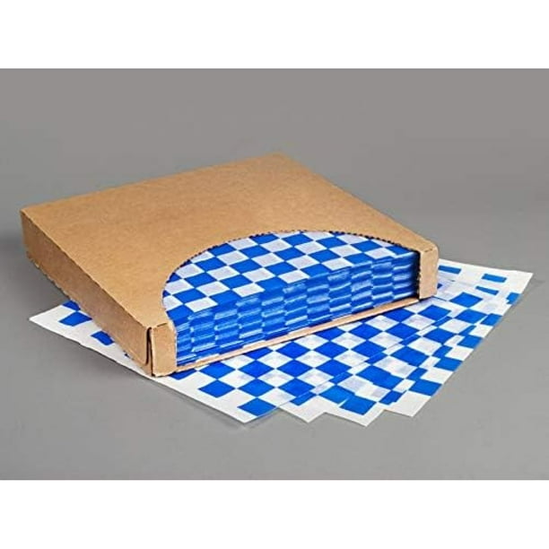 12x12 Waxed Sheet, BLUE Checkered, Basket Liner or Sandwich Wrap, 1000 ...