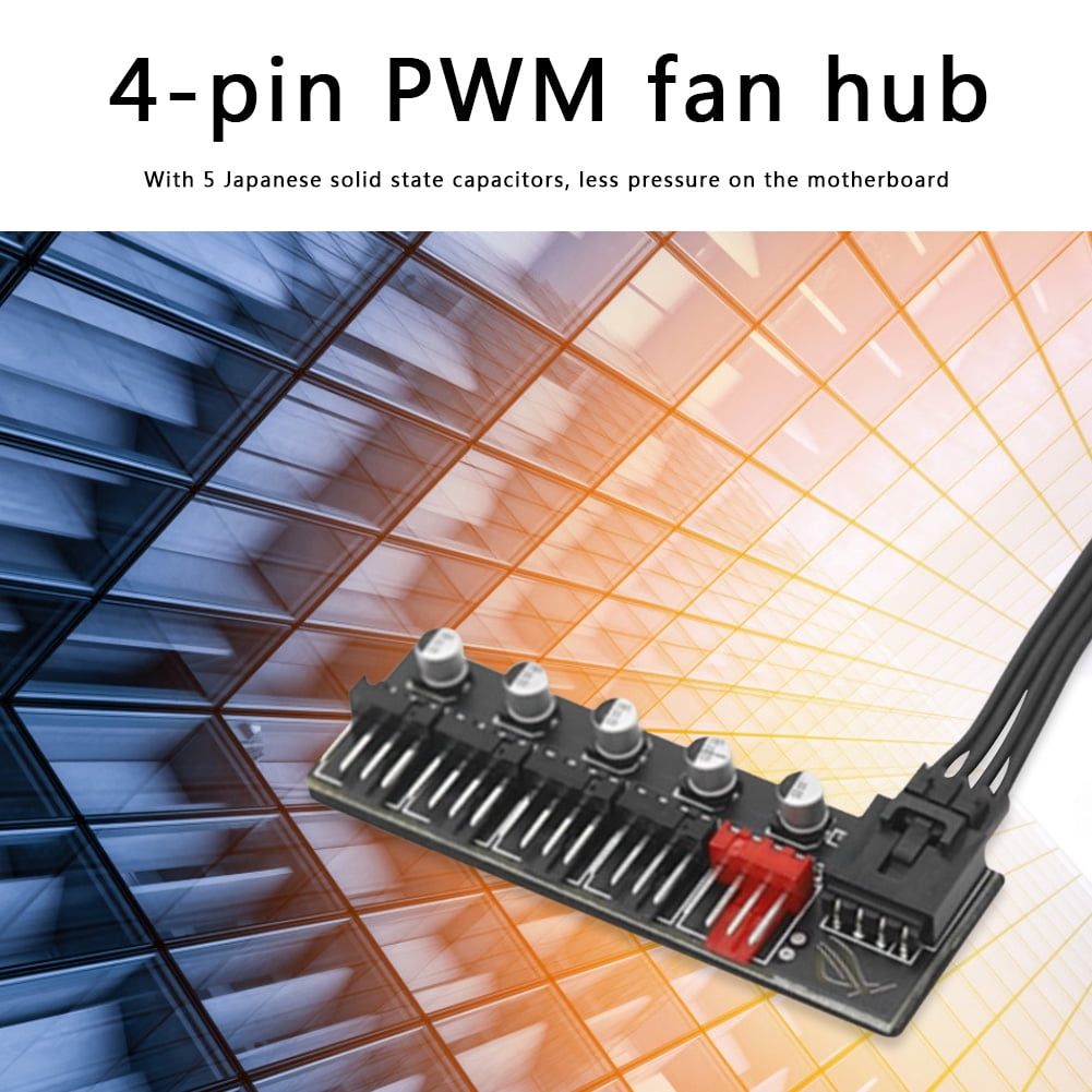 5 Port PC Fan Hub Splitter Speed Controller for 4 Pin PWM Cooler ...