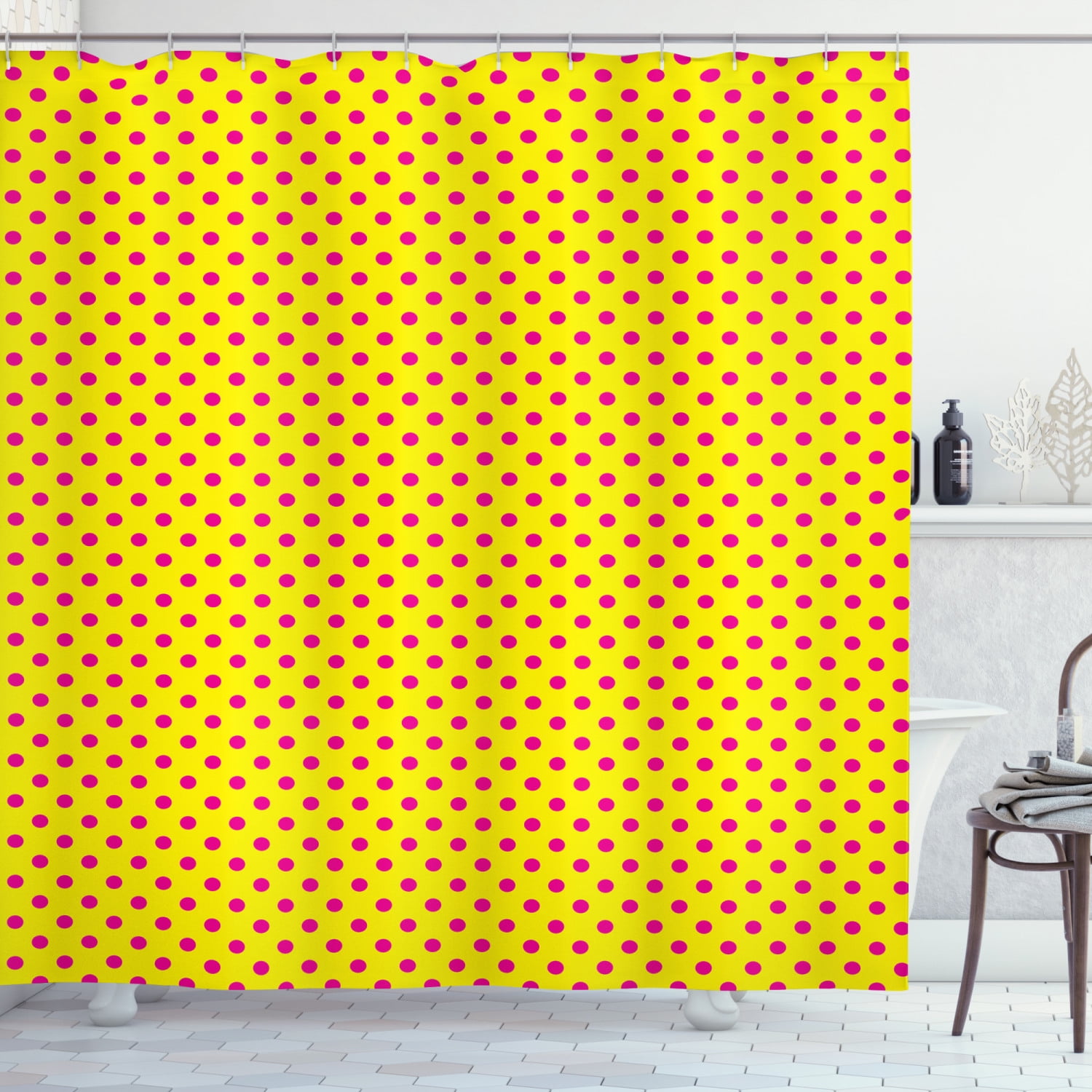 Pink Polka Dots Shower Curtain Spots Repeating Pattern Cute And Plain