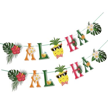 HOMEMAXS 2 Pcs Beach Party Supplies Hawaiian Banner Photo Booth Props ...