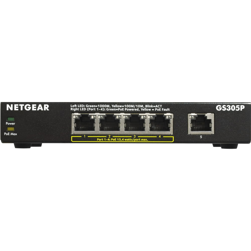 Netgear GS305P-100NAS 5-Port Gigabit Ethernet SOHO Unmanaged Switch ...