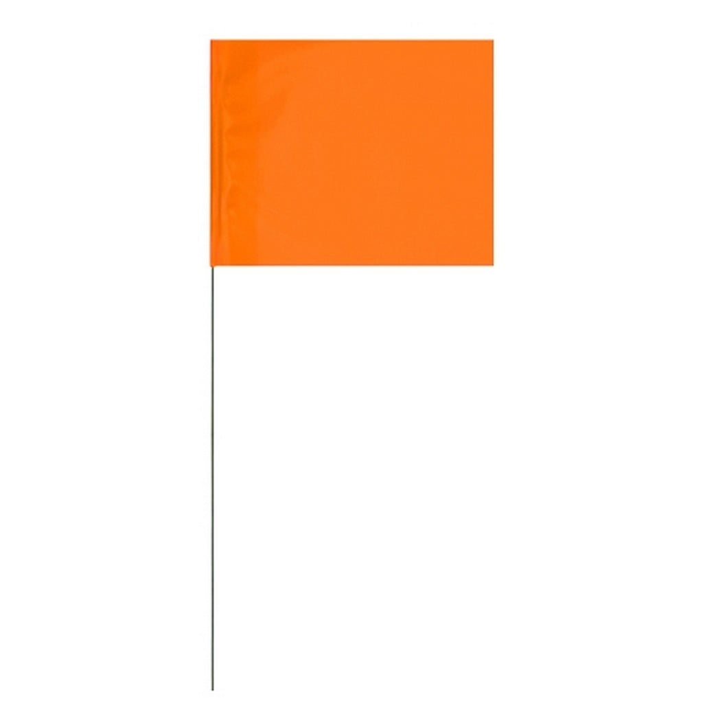 Marking Flags Fluorescent Orange 4" X 5" Flag With 21" Wire Staff (100 ...