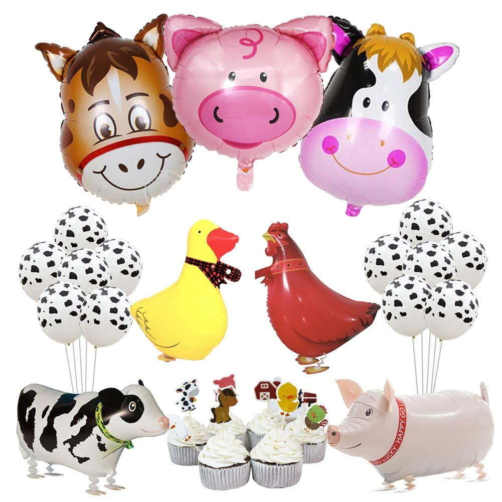 KREATWOW Farm Animal Party Decorations Farm Walking Balloons Cupcake ...