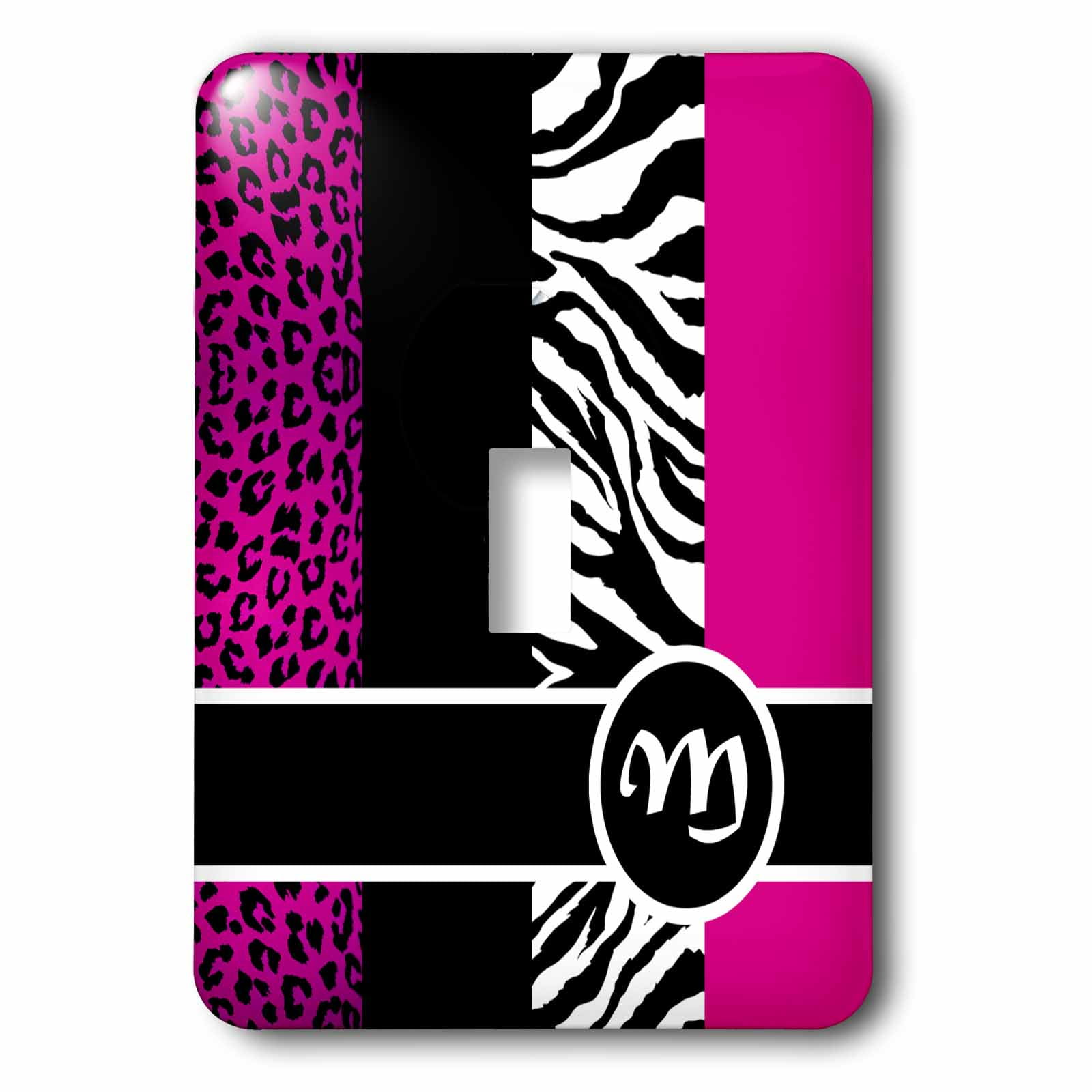 3dRose Elegant Animal Print Monogram - Hot Pink M - Single Toggle ...