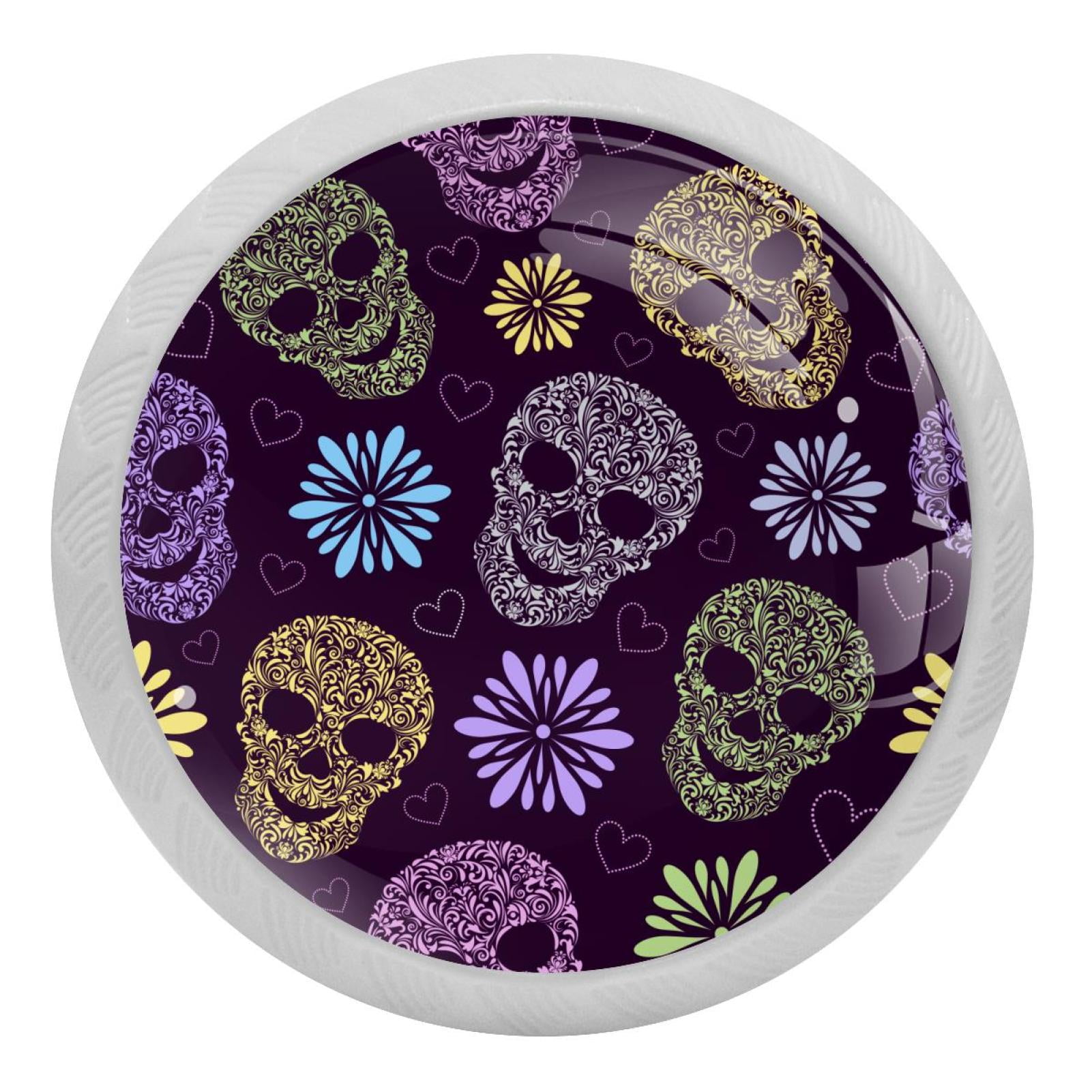 4PCS Round Skull Cabinet Fluorescence Knob Glowing in the Dark ...