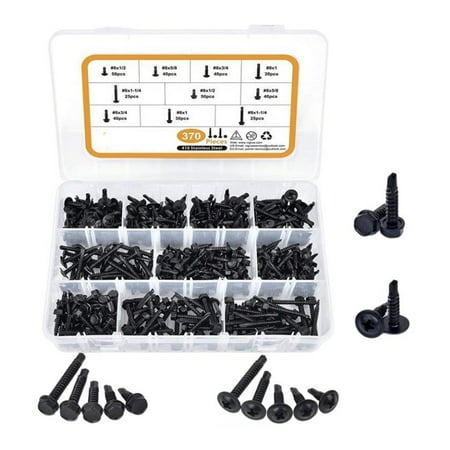 Decodeary 370 Pieces/Set 410 Stainless Steel Screw Portable Anti-rust ...