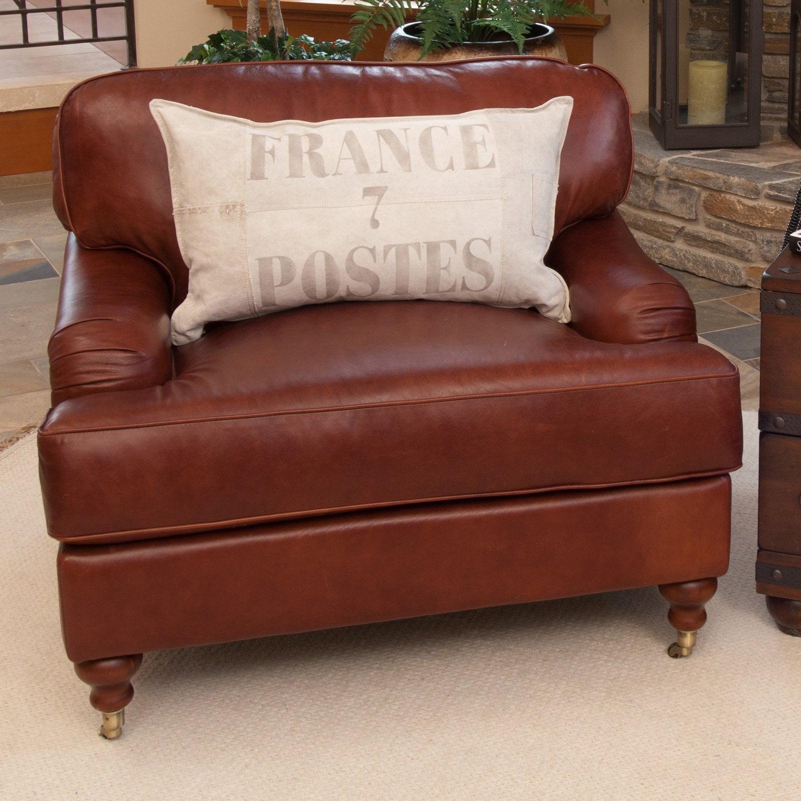 Elements Cambridge Top Grain Leather Chair - Acorn - Walmart.com