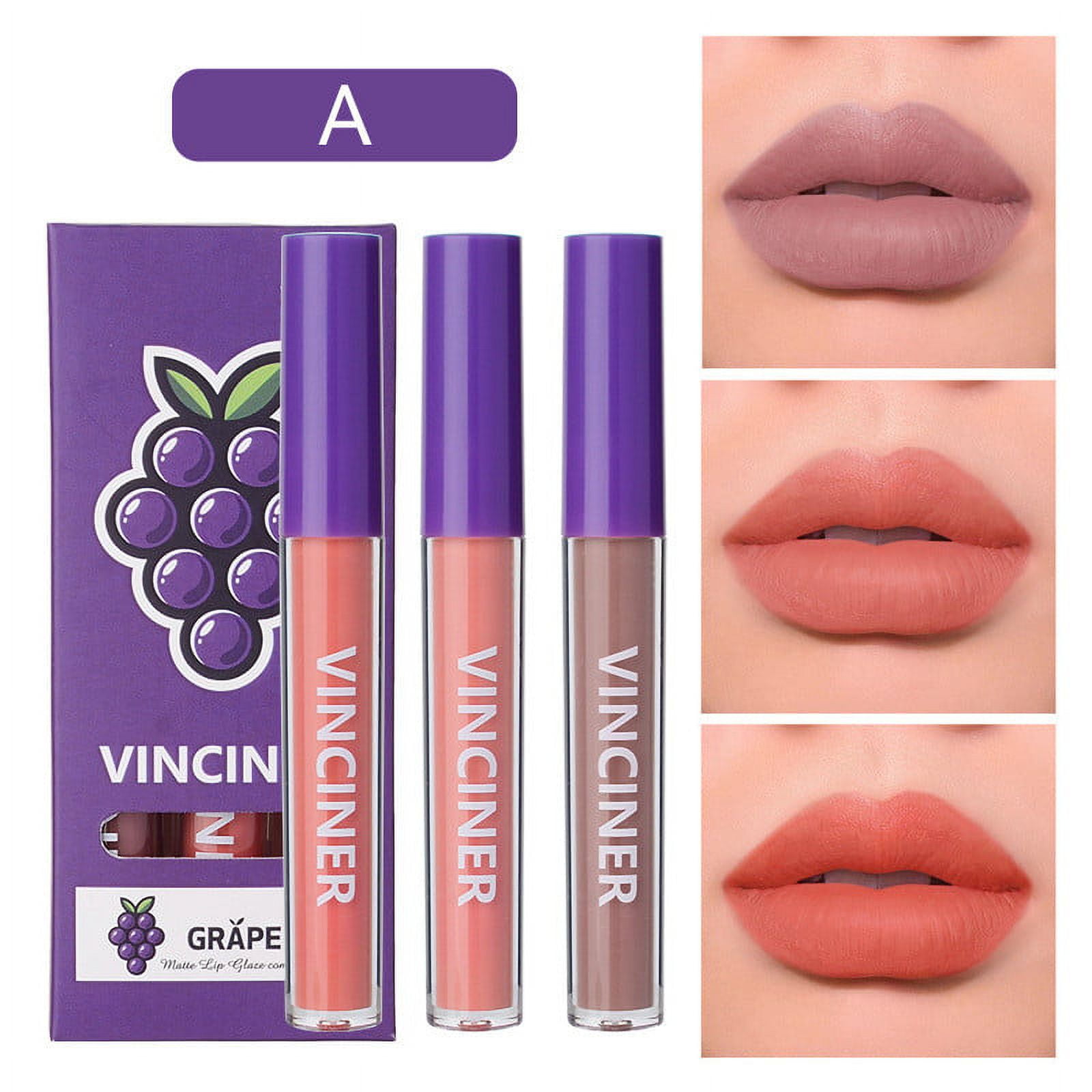 Xihbxyly Juego de 3 Labiales, 3 Brillos Labiales de Frutas, Mate ...