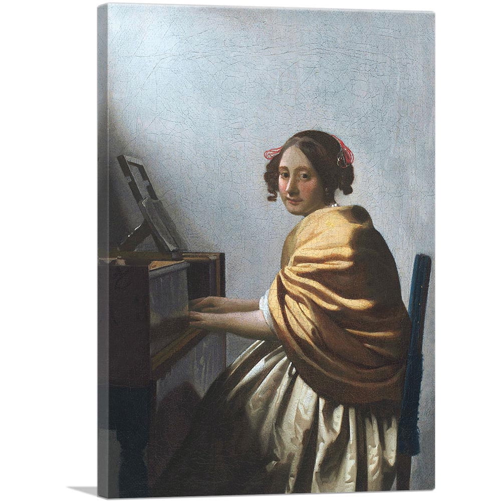 ARTCANVAS A Young Woman Seated At The Virginals 1672 Canvas Art Print ...