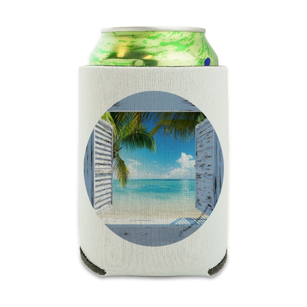Tropical Beach Vacation Ocean View Can Cooler - Drink Sleeve Hugger ...