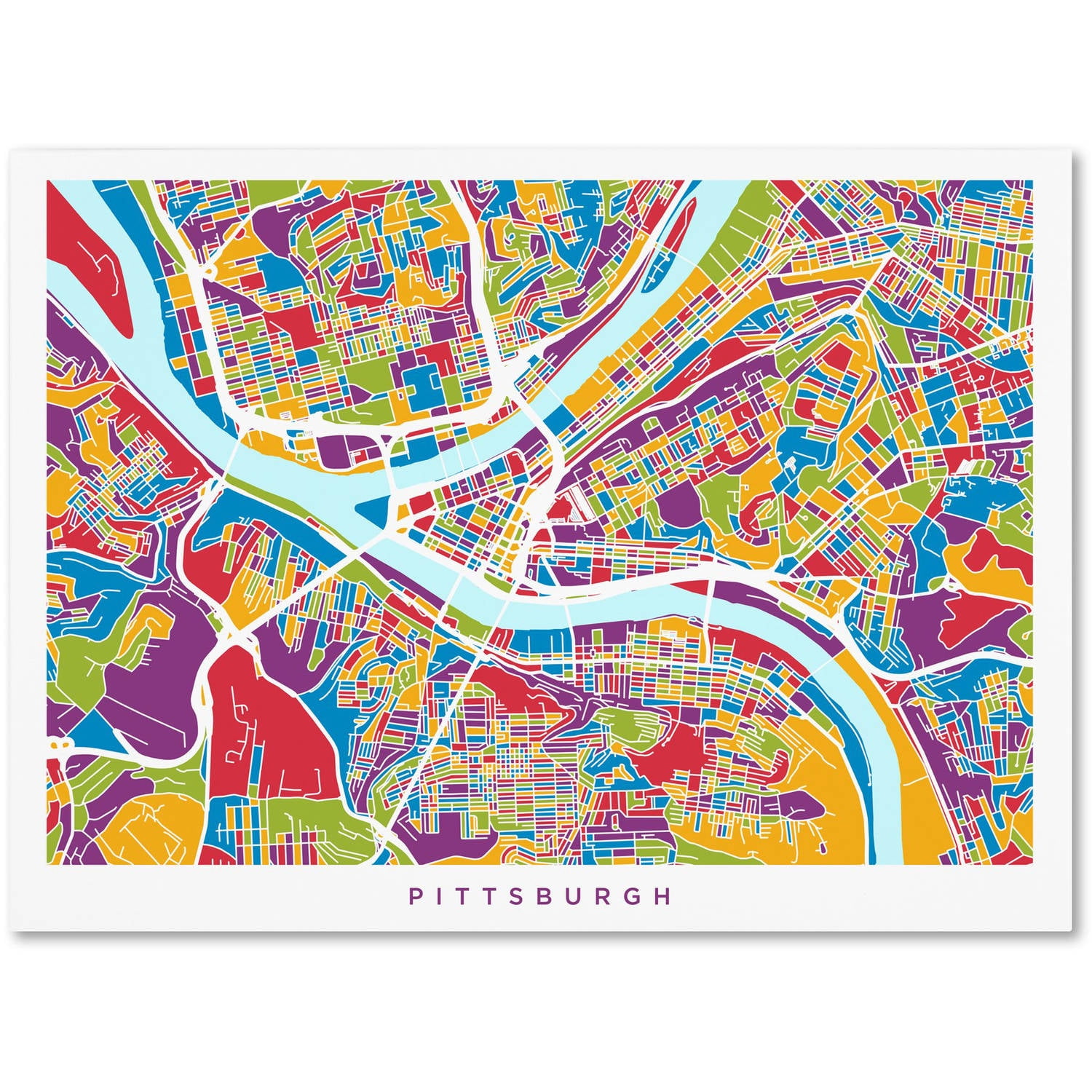Trademark Fine Art "Pittsburgh Pennsylvania Street Map II" Canvas Art ...